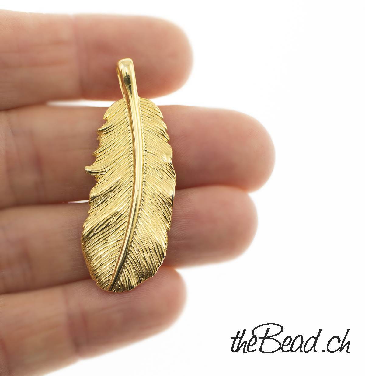 Feder - Anhänger aus gelbgold vergoldet+ online Schmuck kaufen