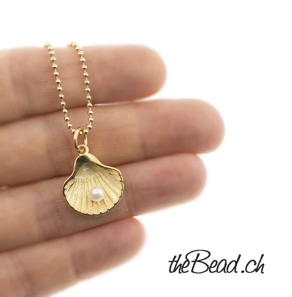 Muschel und Perle collier aus 925 Sterling Silber _ Schmuck ...
